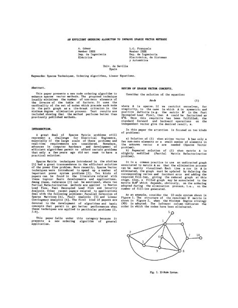 Pdf Efficient Ordering Algorithm To Improve Sparse Vector Methods