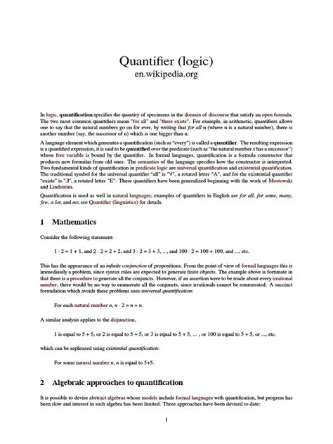 Quantifier Logicpdf Mathematical Concepts Mathematical Logic