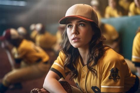 Premium Ai Image A Female Baseball Player Baseball Uniform