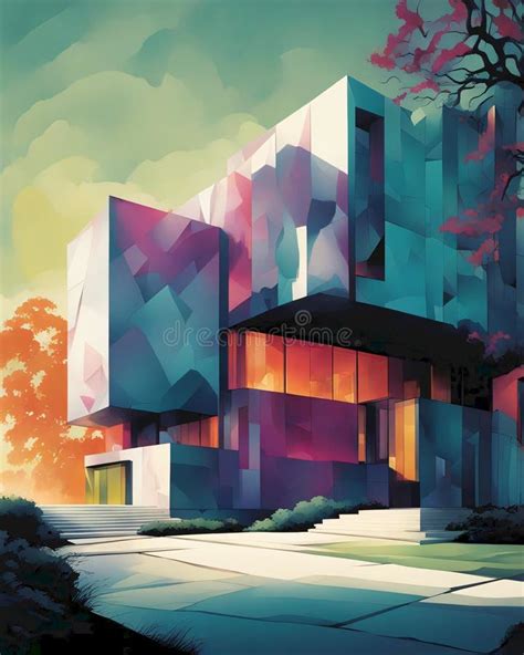 Filmic Architecture Aesthetic Illustration Stock Illustration