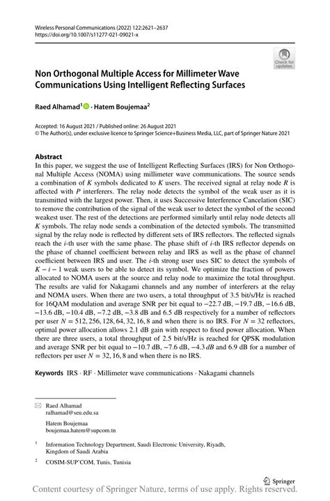 Non Orthogonal Multiple Access For Millimeter Wave Communications Using