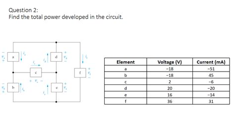Solved Question Find The Total Power Developed In The Chegg