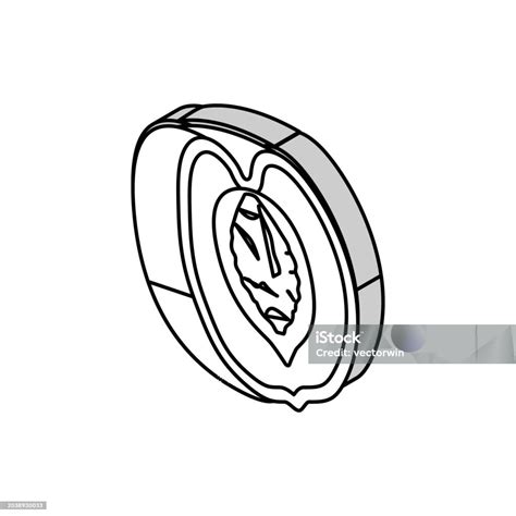 익은 복숭아 컷 구덩이 아이소 메트릭 아이콘 벡터 일러스트 레이 션 0명에 대한 스톡 벡터 아트 및 기타 이미지 0명 과일 귀여운 Istock