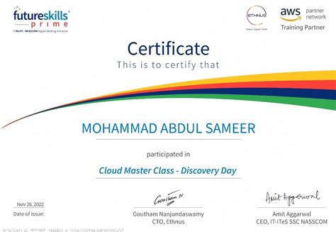 Mohammad Abdul Sameer On Linkedin Ethnus Codemithra Aws Nasscom