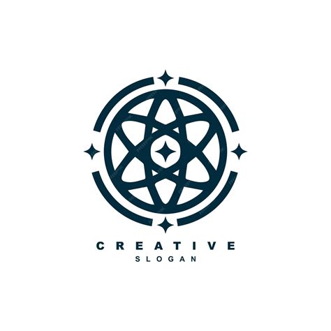 Абстрактный дизайн логотипа науки о звездных атомах на белом фоне Премиум векторы