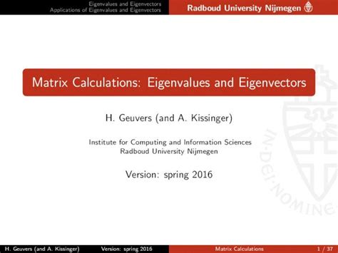 PDF Matrix Calculations Eigenvalues And Eigenvectors Eigenvalues And Eigenvectors
