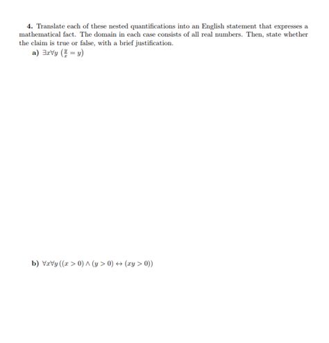 4 Translate Each Of These Nested Quantifications