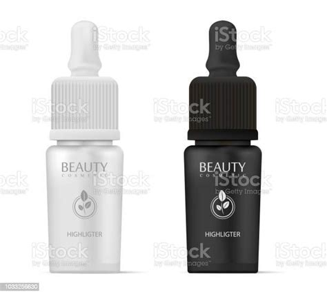 흑백 색상에서 Dropper 화장품 병 현실 이랑 벡터 일러스트입니다 의료 및 건강 관리 제품에서 사용할 수 있습니다 3차원