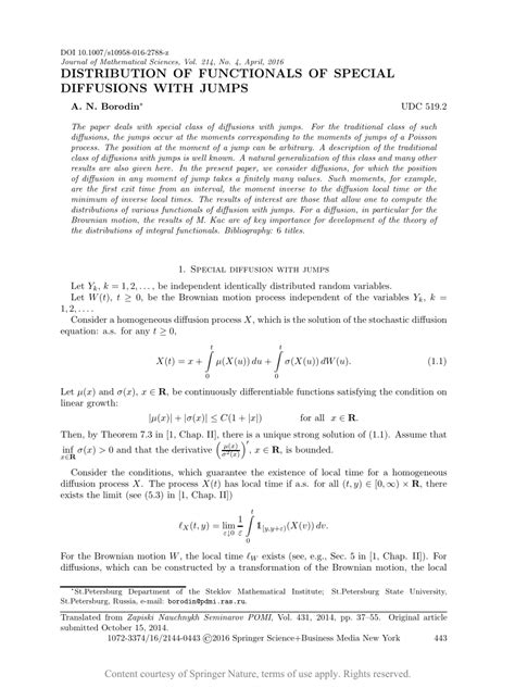 Distribution Of Functionals Of Special Diffusions With Jumps Request Pdf