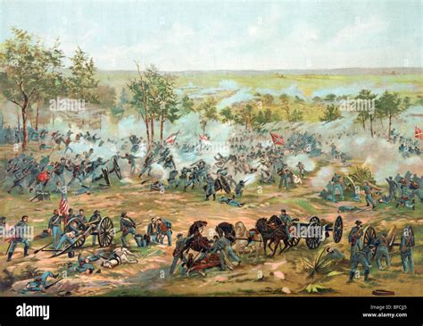 Undated Colour Print Depicting The Battle Of Gettysburg July 1 3