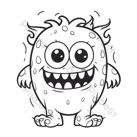 괴물 작은 색칠 공부 페이지 U00e9tadrei 개요 스케치 드로잉 벡터 일러스트 Png Png 무료 다운로드 Pikbest