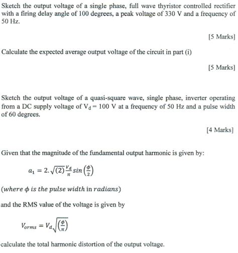 Solved Sketch The Output Voltage Of A Single Phase Full Chegg