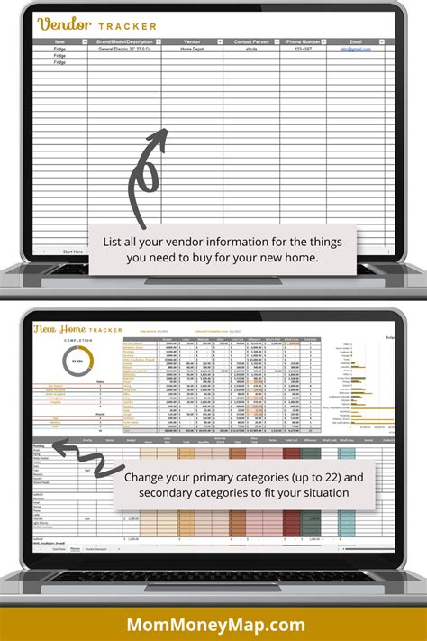New House Cost Tracker Excel Spreadsheet Mom Money Map
