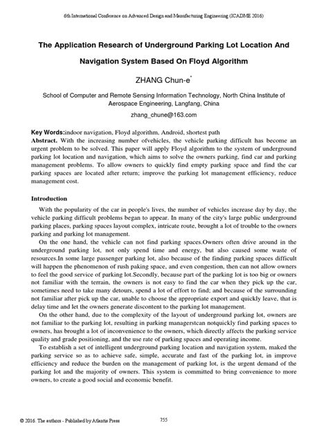 The Application Research Of Underground Parking Lot Location And