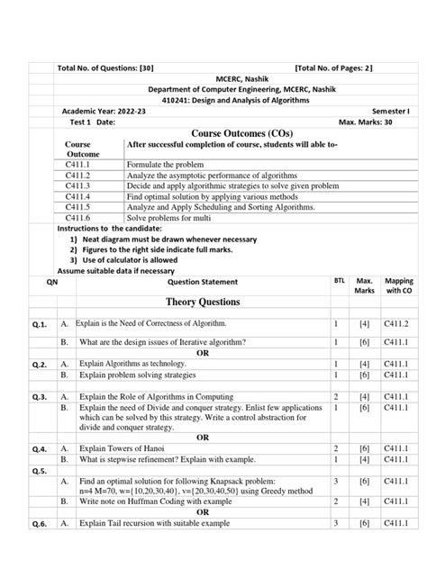 Daa Test 1 Pdf Algorithms Computing