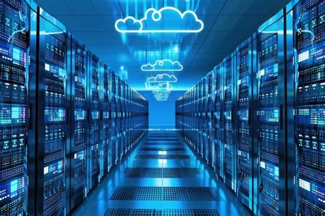 Cloud Computing Technology With Servers Storing Data In Data Center