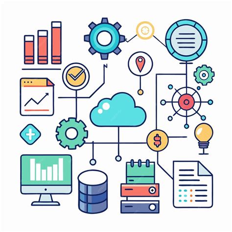 Connected Cloud Computing And Data Analysis Icons In A Network Structure Premium Ai Generated