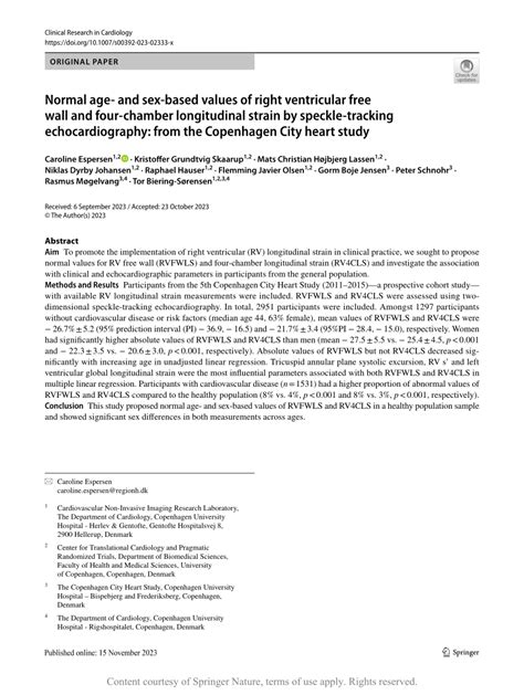 Pdf Normal Age And Sex Based Values Of Right Ventricular Free Wall