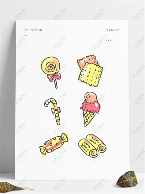 음식 요소 손으로 그려진 귀여운 만화 과자 일러스트 Png 및 벡터 이미지 무료 다운로드 Lovepik