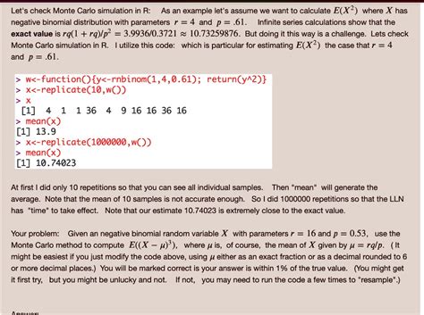 Solved Lets Check Monte Carlo Simulation In R As An Example Lets Assume We Want To Calculate