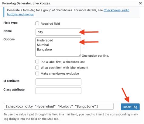how to add checkbox in contact form 7 without code