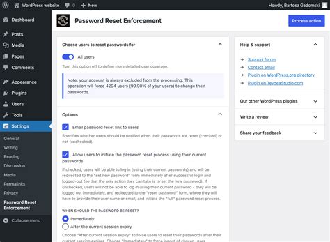 Password Reset Enforcement Wordpress Plugin