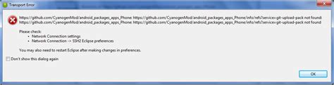 Github Getting Transport Error While Importing Android Project From