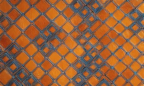 Close Up View Textured Surface With Repeating Pattern Orange And Blue Diamond Shapes Creating