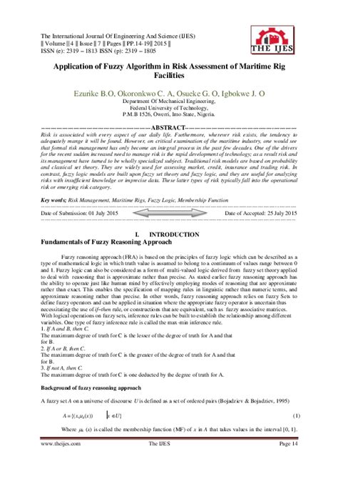 Pdf Application Of Fuzzy Algorithm In Risk Assessment Of Maritime Rig Facilities