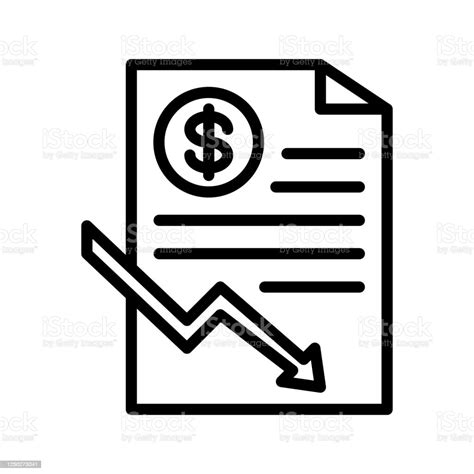 Dollar Rate Decrease Vector Line Icon Money Symbol With Down Arrow