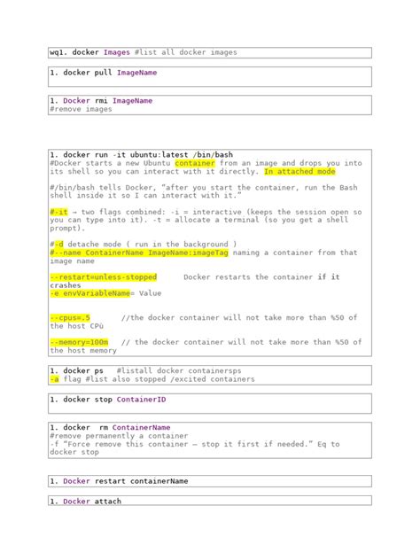 Docker Commands Pdf Information Technology Operating System
