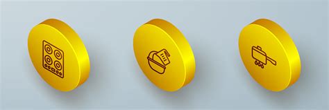 등각 투영 선 설정 가스 렌지 계량 컵과 그릇 및 요리 냄비 불 아이콘 벡터 3차원 형태에 대한 스톡 벡터 아트 및 기타 이미지 3차원 형태 가열장치 가정 생활