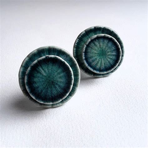 Teal Glass Knobs Etsy