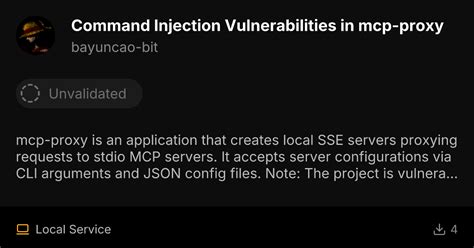 Mcp Proxy 中的命令注入漏洞 Mcp Servers · Lobehub