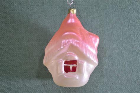 Купить Игрушка елочная стеклянная Домик избушка теремок Стекло подвесная СССР 3 цены