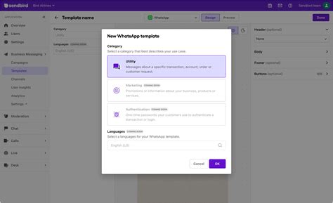 Templates Business Messaging Sendbird Docs