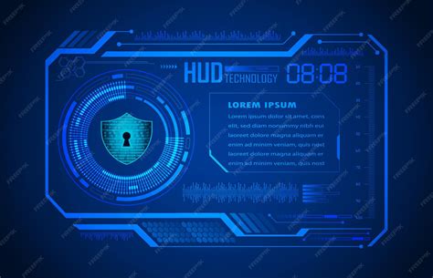 Premium Vector Hud Closed Padlock On Digital Background Cyber Security