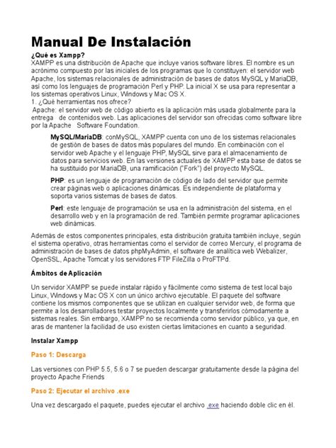 Manualdeinstalaciónxampp Pdf Mi Sql Php