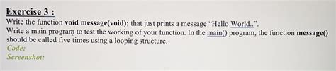 Solved Exercise 3 Write The Function Void Messagevoid