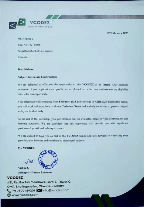 datascience internship vcodez learning growth innovation kishore l