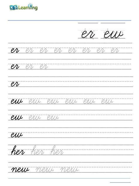 Cursive Letter Joins Er Ew Pdf
