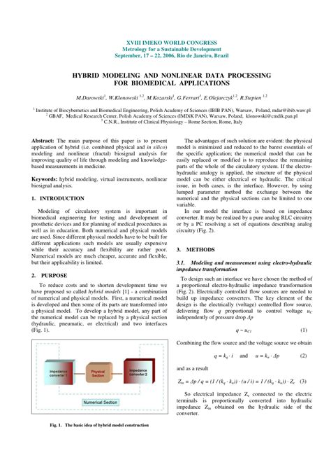 Pdf Hybrid Modeling And Nonlinear Data Processing For Biomedical Applications