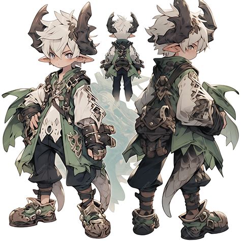 Premium Photo Character Anime Of Male Chibi Kawaii Dragon Tamer Fashion Leather Armor With Dr