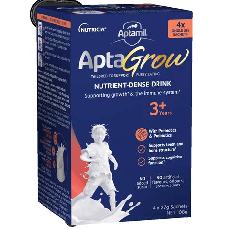 Aptagrow Sachets 3 Years Nutrient Dense Drink 4x4x27g Aptaclub