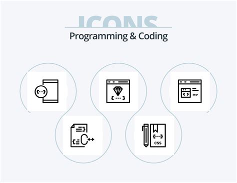 Programming And Coding Line Icon Pack 5 Icon Design Develop App Develop File Develop