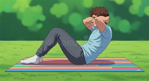 Workout Man Doing Sit Ups At Park Stock Illustration Illustration Of