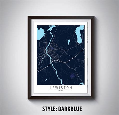 Lewiston Maine Map Art Print Vintage Style Office Decor Etsy