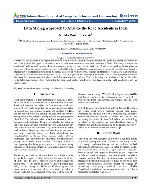 Pdf Data Mining Approach To Analyze The Road Accidents In India