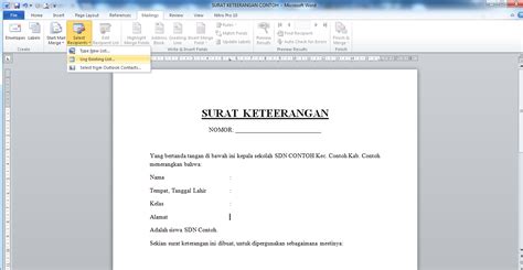 Cara Menggunakan Mail Merge Pada Msword Uuspc