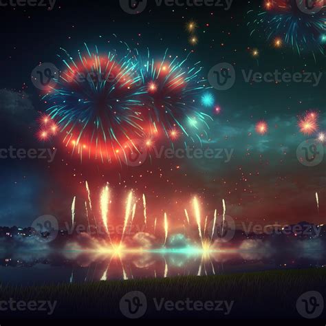 Realistic Colorful Fireworks AI Render Stock Photo At Vecteezy